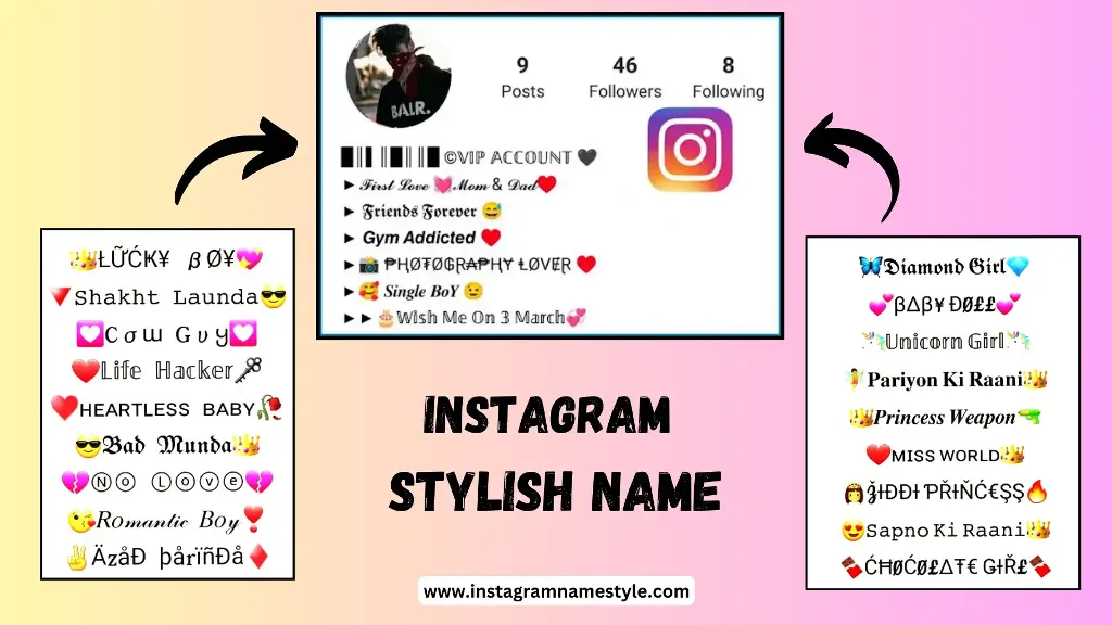 Stylish Name Style for Instagram (𝓒𝓸𝓹𝔂 ⓐⓝⓓ 𝓟𝓪𝓼𝓽𝓮) - InstagramNameStyle.com